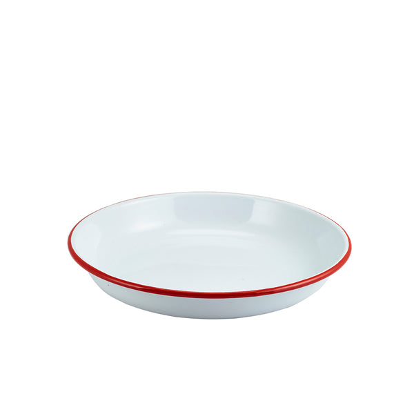 Enamel Rice/ Pasta Plate White with Red Rim 24cm pack of 1 – Stephens ...